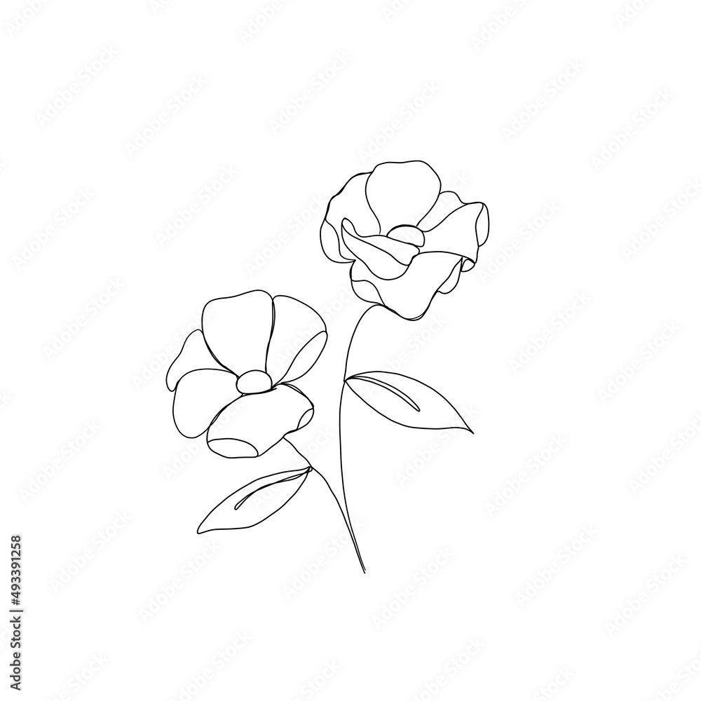 flower continuous line drawing. One line art. minimalism sketch, idea ...