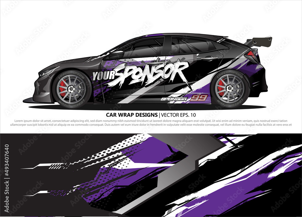 car wrap design. simple lines with abstract background vector concept ...
