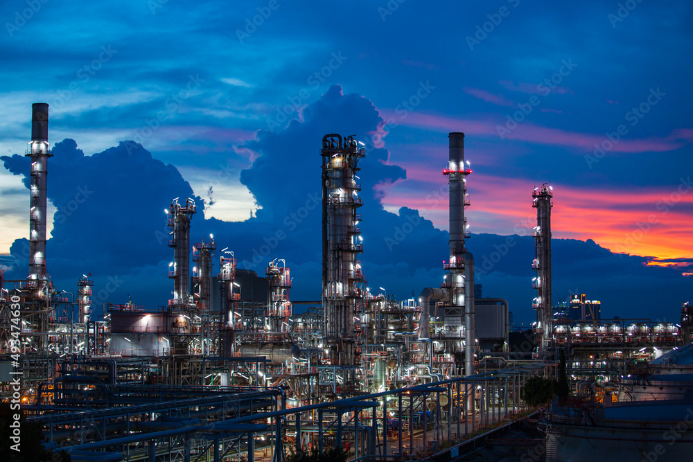 Oil refinery and plant tower column refinery of petrochemistry industry ...