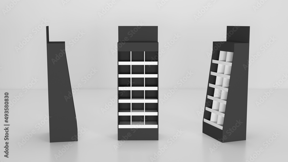 FSU free standing unit display mockup retail cardboard shelves stand ...