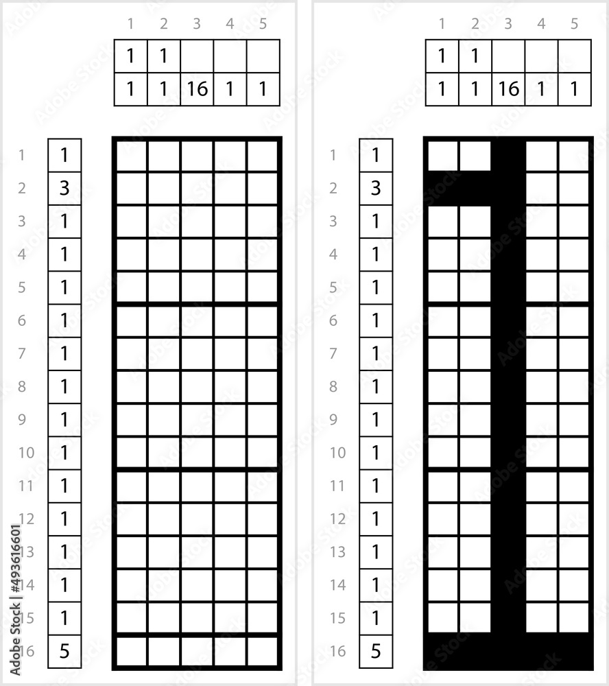 Number One Nonogram Pixel Art M_2203001 Stock Vector | Adobe Stock