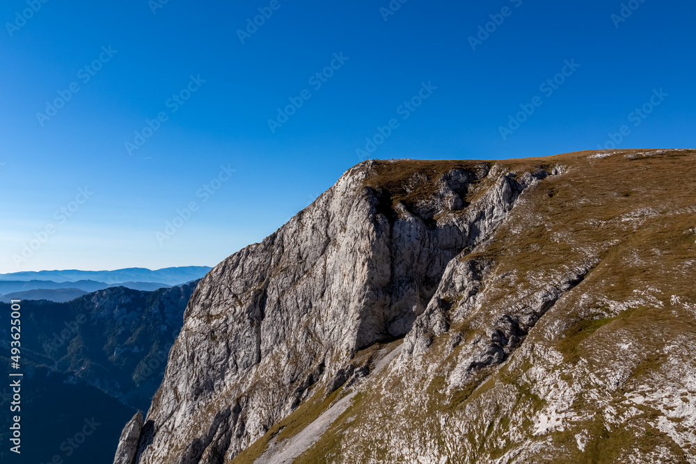 Photo Stock Panoramic view on the mountain peaks of the Hochschwab ...