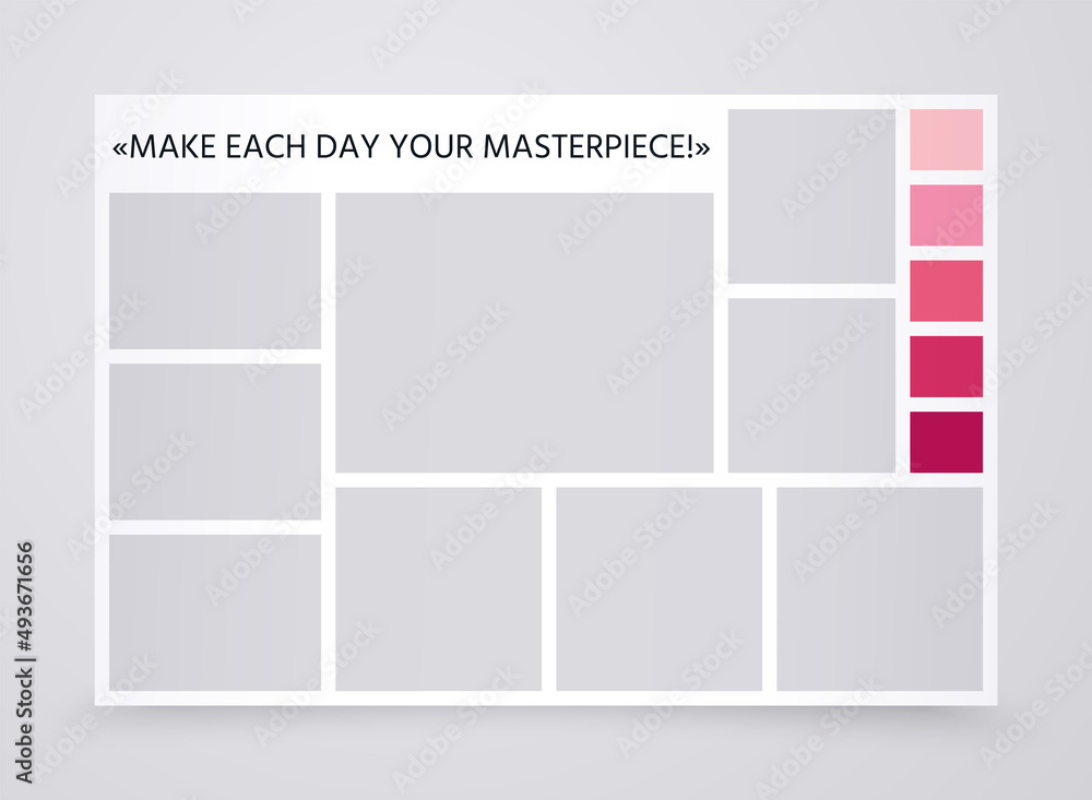 Photo collage template. Moodboard layout. Mood board background. Album ...