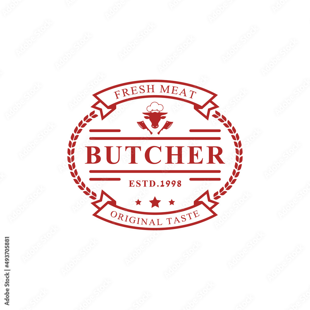Vintage Retro Butcher shop Vector Illustration Good for Farm or ...