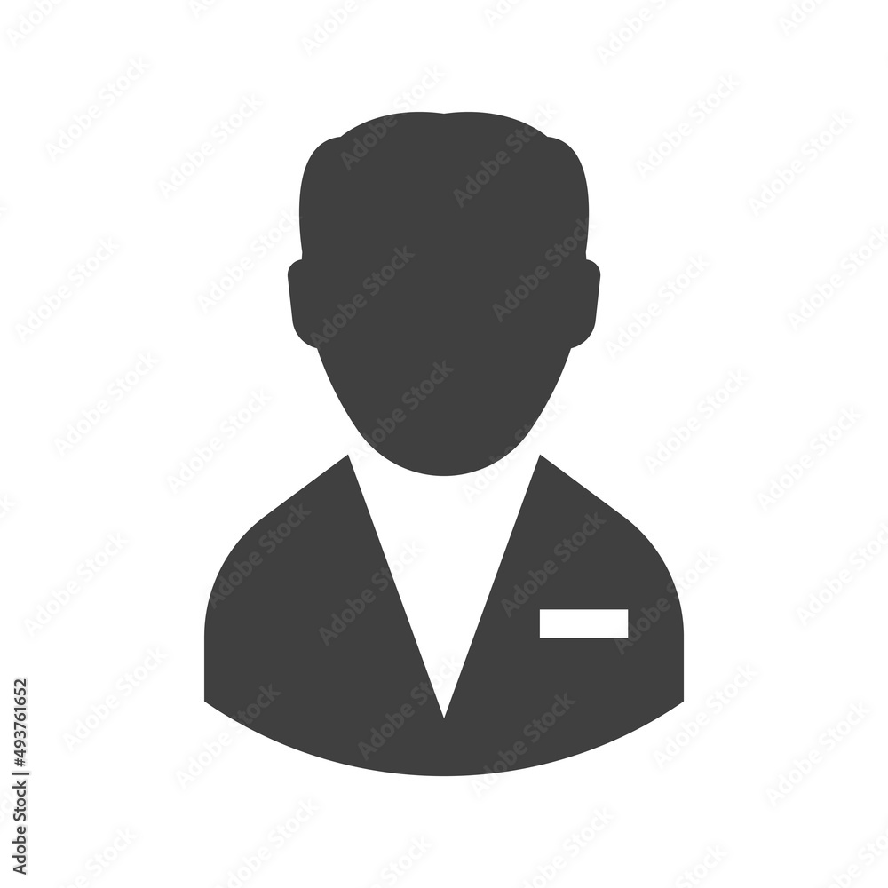 Manager icon. A simple glyph depiction of the upper half of a man in a ...