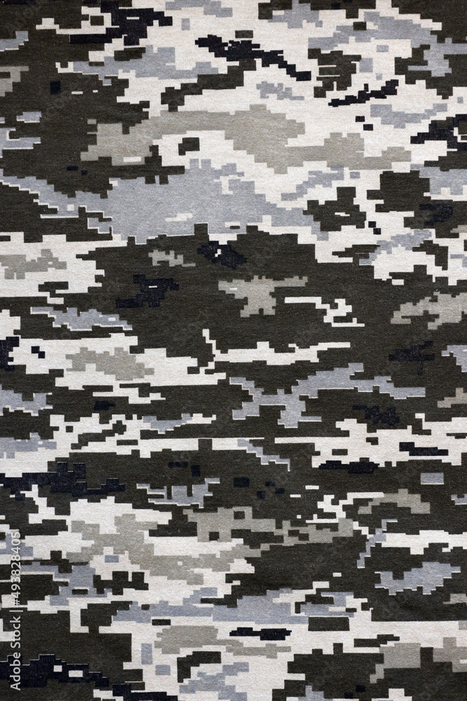 Fabric with texture of Ukrainian military pixeled camouflage. Cloth ...