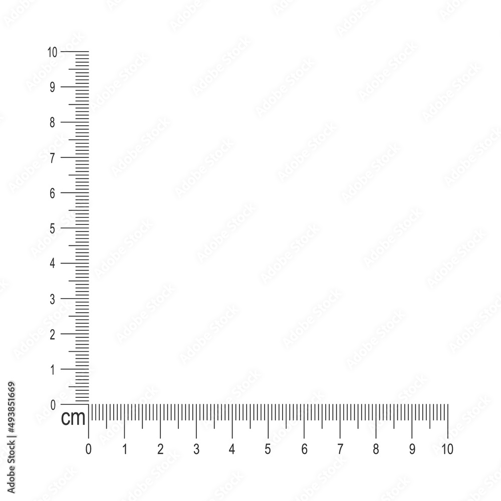 10 cm corner ruler. Measuring tool template with vertical and ...