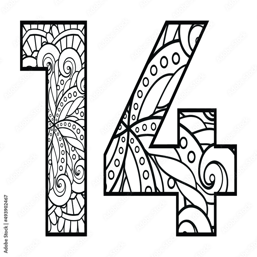 Mandala Number coloring page for kids Stock Vector | Adobe Stock