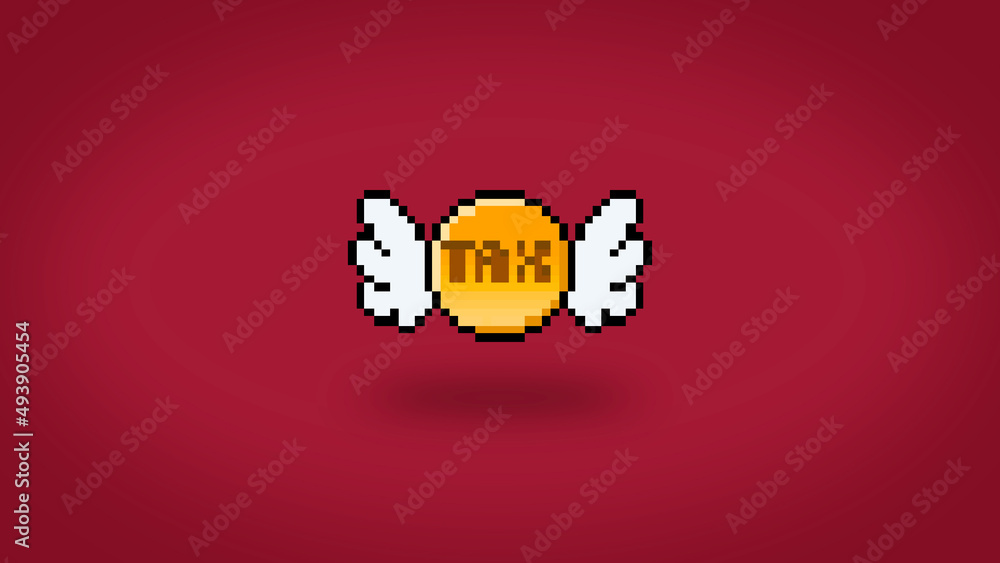 Pixel Tax coin with wings background - high res 4k wallpaper Stock ...