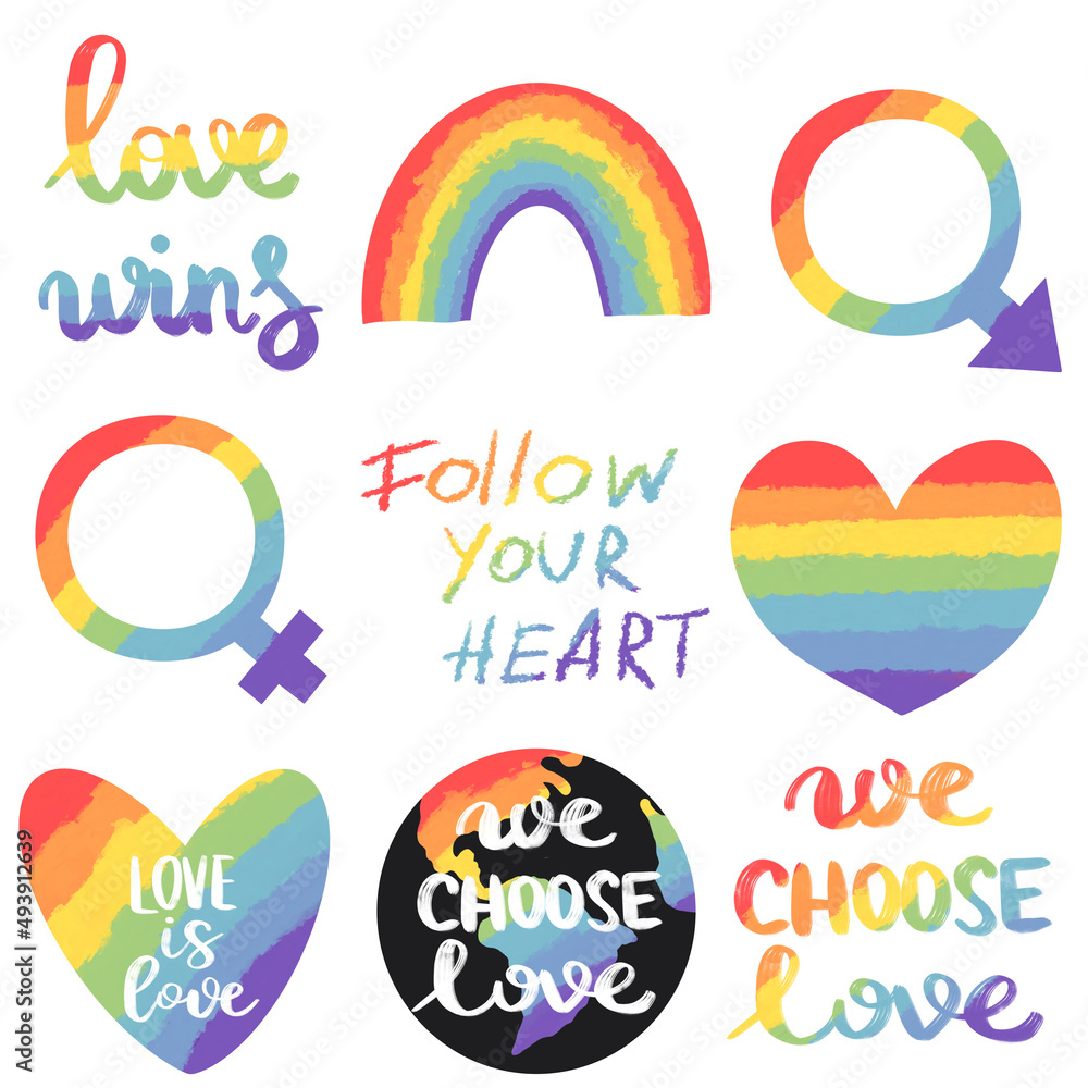 Rainbow elements clipart, lgbtq color, symbol of love, lgbt community ...