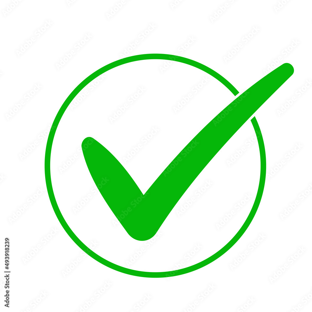 Green check mark icon in a circle. Tick symbol in green color. Stock ...