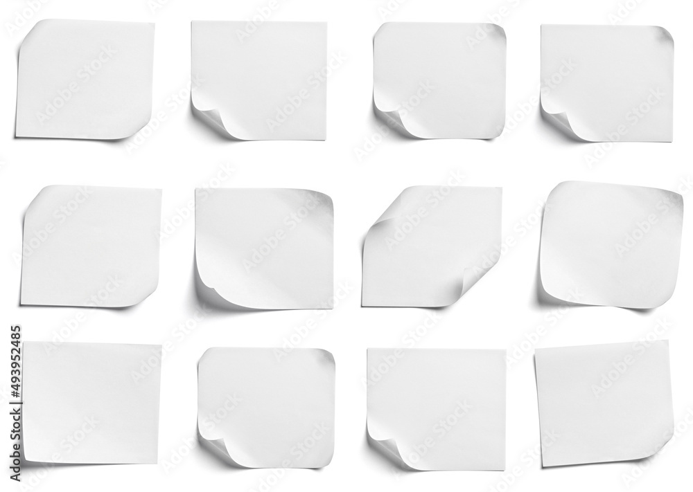 paper message note reminder adhesive sticker blank background white ...