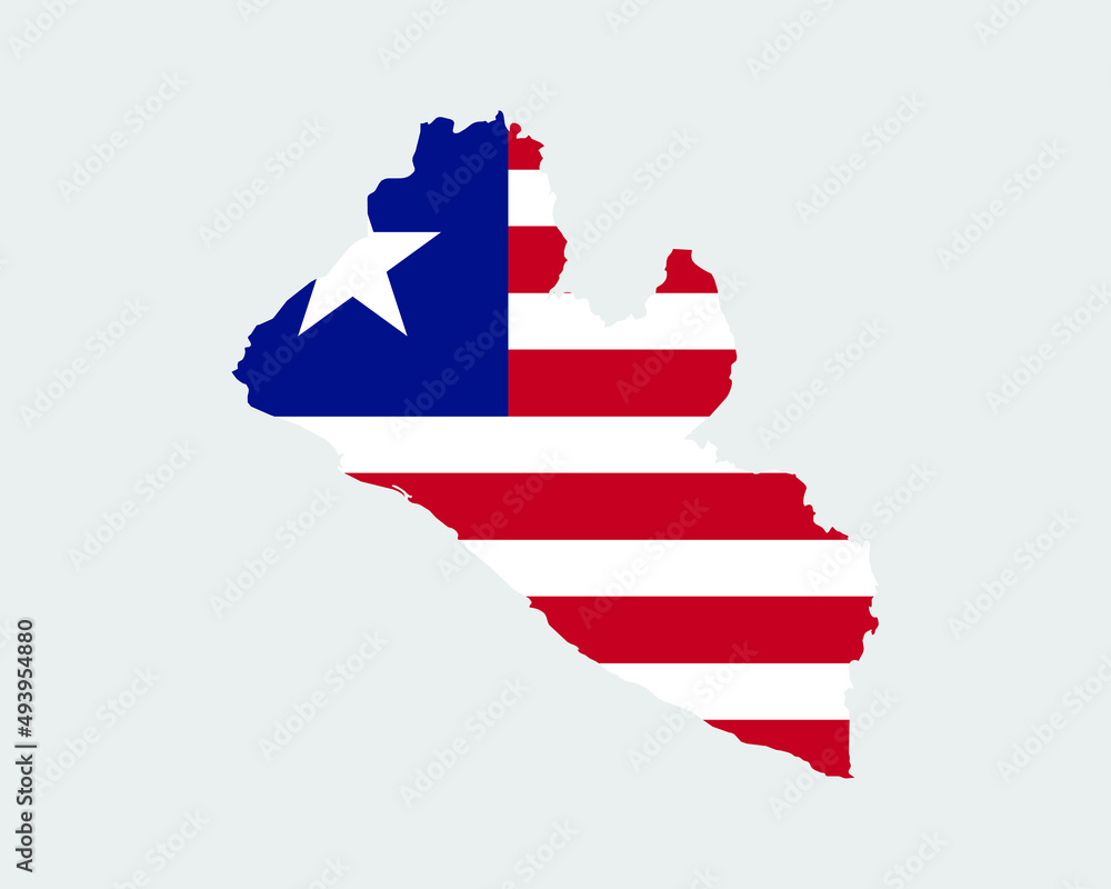 เวกเตอร์ Stock Liberia Map Flag. Map of the Republic of Liberia with ...