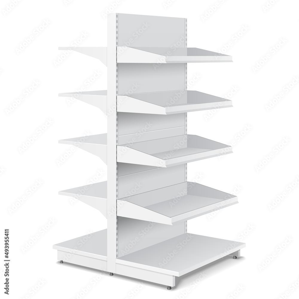 Vetor Mockup Blank Empty Double Sided Showcase 3D Display With Retail ...