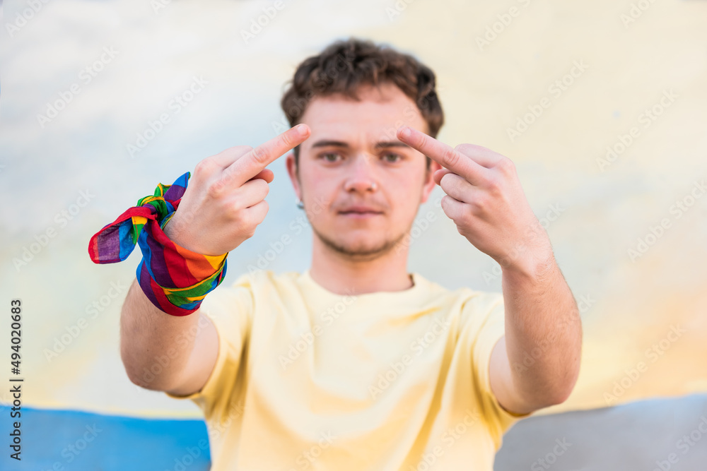 LGBT person demonstrating middle fingers Stock Photo | Adobe Stock