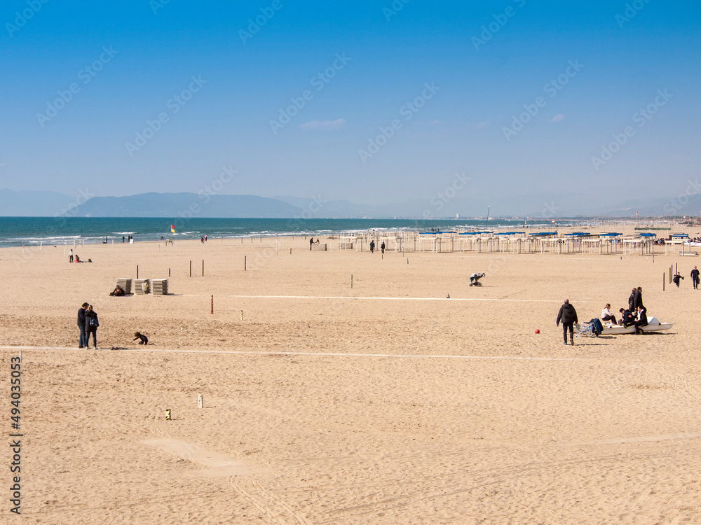 Italia, Toscana, Lucca, il mare della Versilia, la spiaggia di Marina ...