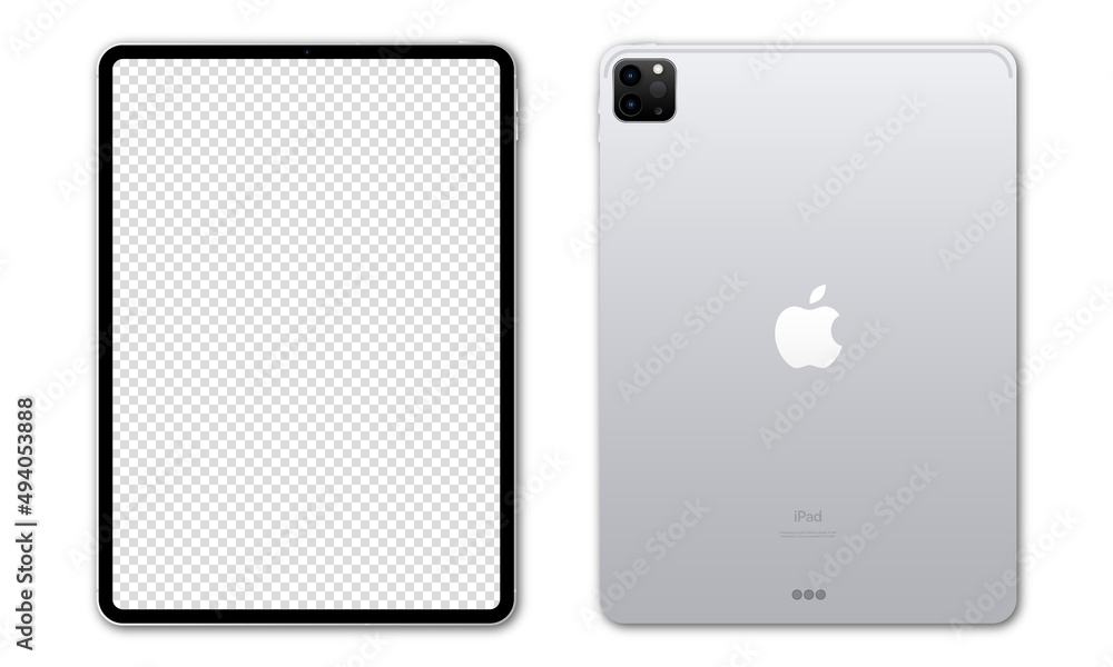 New Silver iPad pro by Apple Inc. Blank screen ipad and back side ipad ...