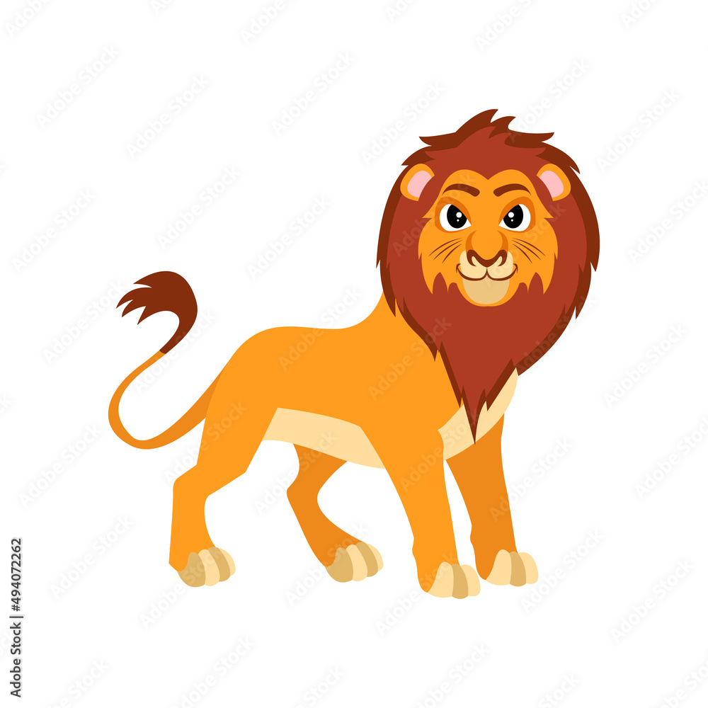 Isolated african lion animated animals jungle vector illustration Stock ...