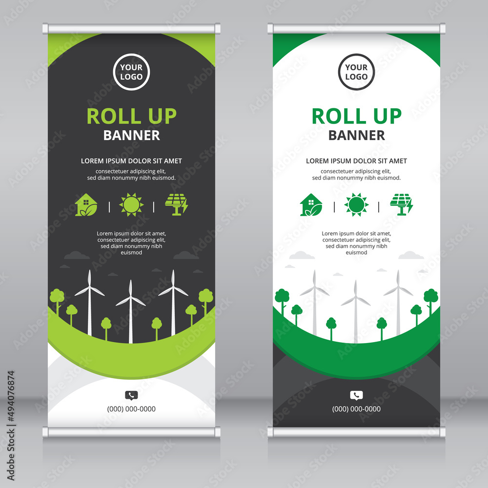 Eco friendly themed modern roll up banner template, Standee template, X ...