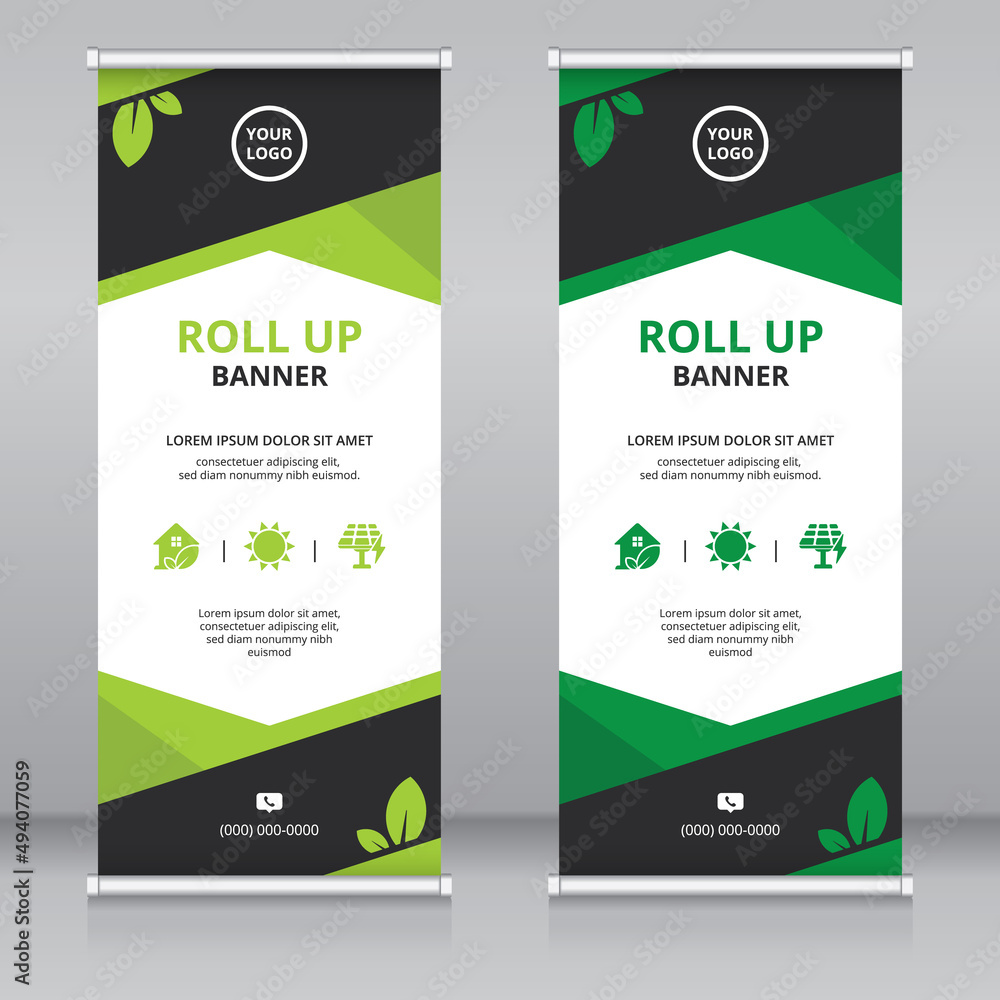 Eco friendly themed modern roll up banner template, Standee template, X ...