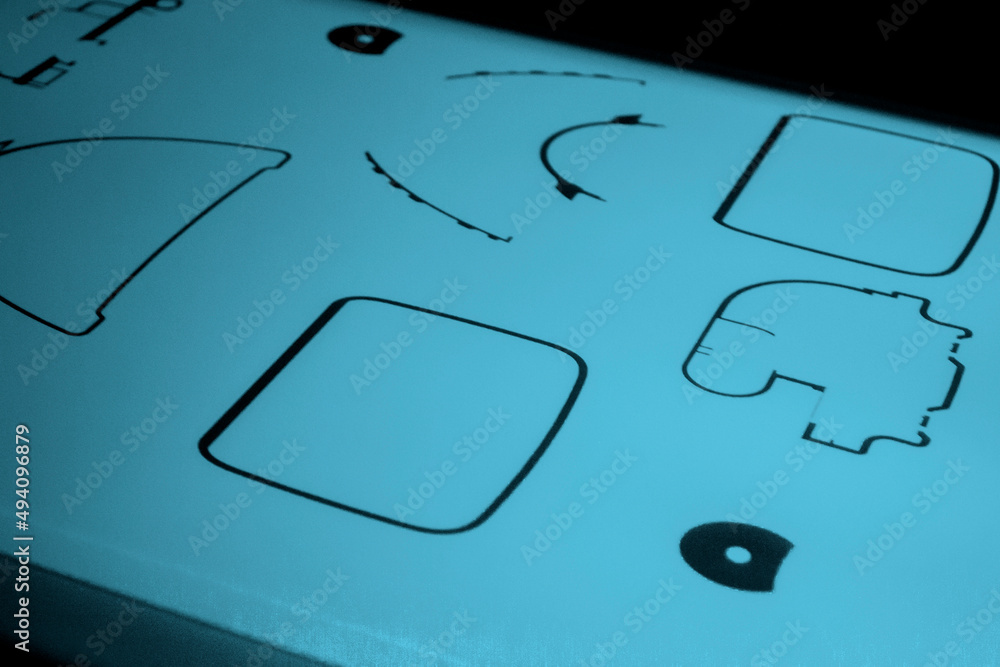 Industrial powder 3D printer printing process close-up. Multi Jet ...