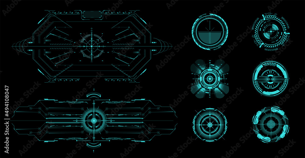 Futuristic optical aim, HUD compass. Sniper aim pointer. UI, HUD ...