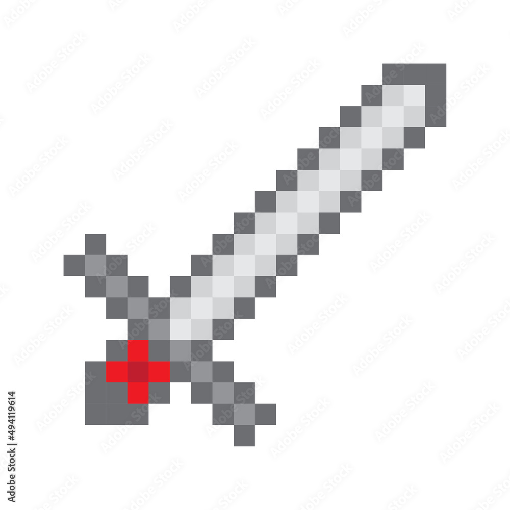 Cartoon sword pixel for game design. Cartoon style. Old design ...