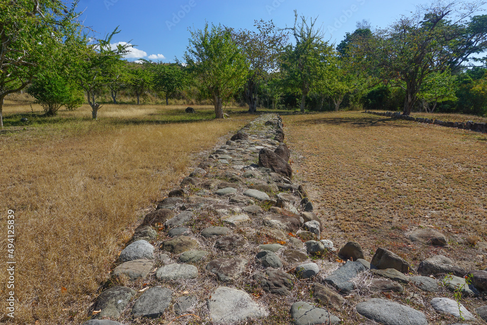 Ponce, Puerto Rico, USA: Ancient paved walkway at the Tibes Indigenous ...