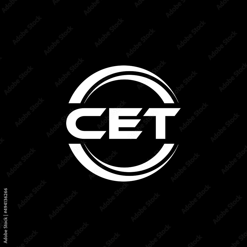 Vector de Stock CET letter logo design with black background in ...