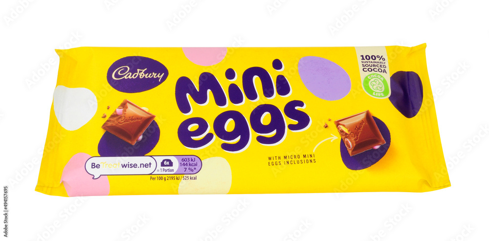 Cadbury mini eggs chocolate bar, milk chocolate with micro mini eggs ...