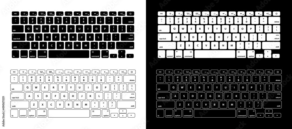Keyboards for computer, laptop and pc with key buttons and enter ...