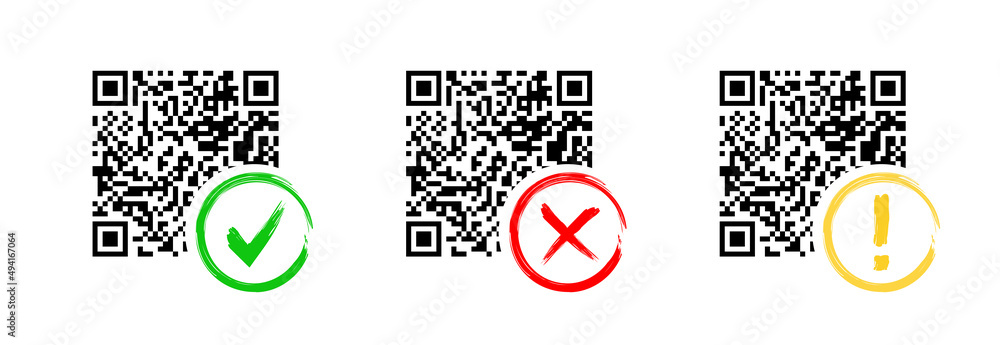 Sanitary pass symbols for scan control. Icons of vaccination and ...