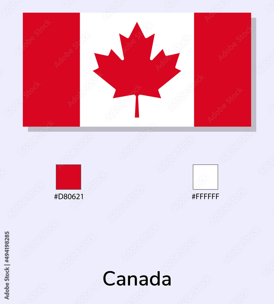 Vector Illustration of Canada flag isolated on light blue background ...