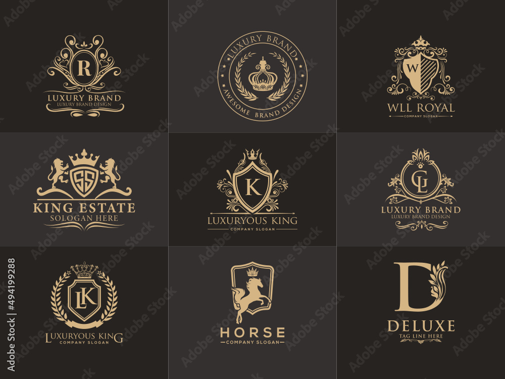 Luxury Gold Logos Elegant Emblem Monogram Luxury Logo. Premium Vector ...
