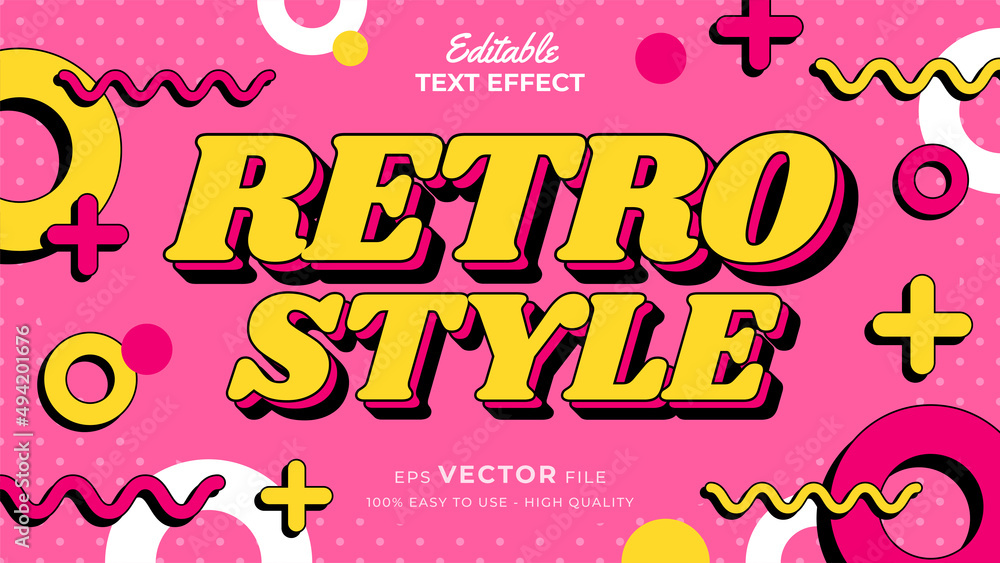 Editable text style effect - retro old school cartoon text in groovy ...