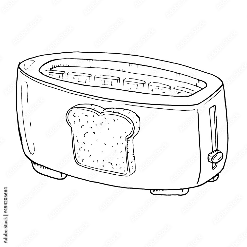 Toaster sketch drawing. Vector illustration of kitchen appliance ...