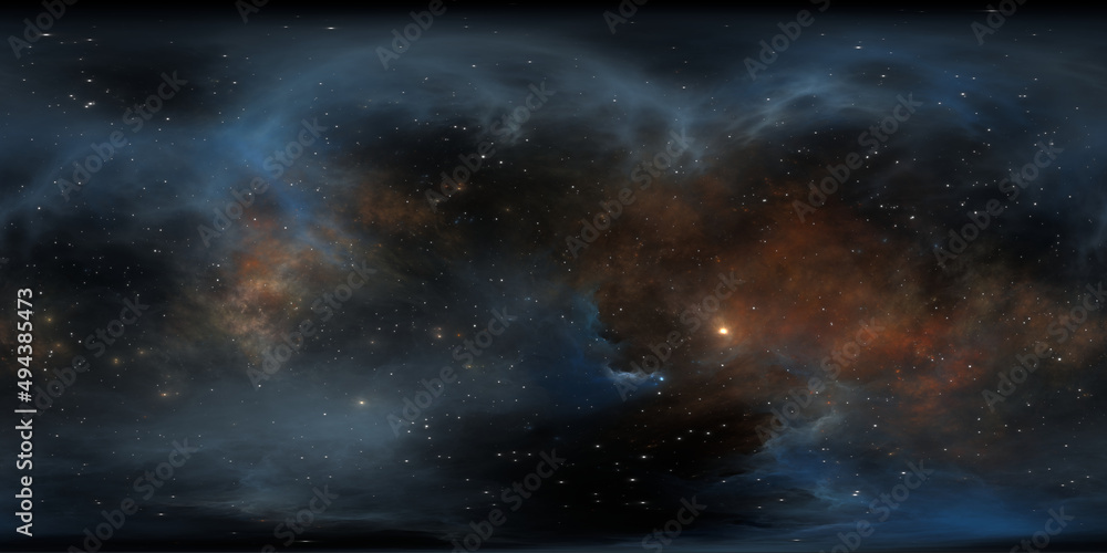 360 degree space background with stars panorama, equirectangular ...
