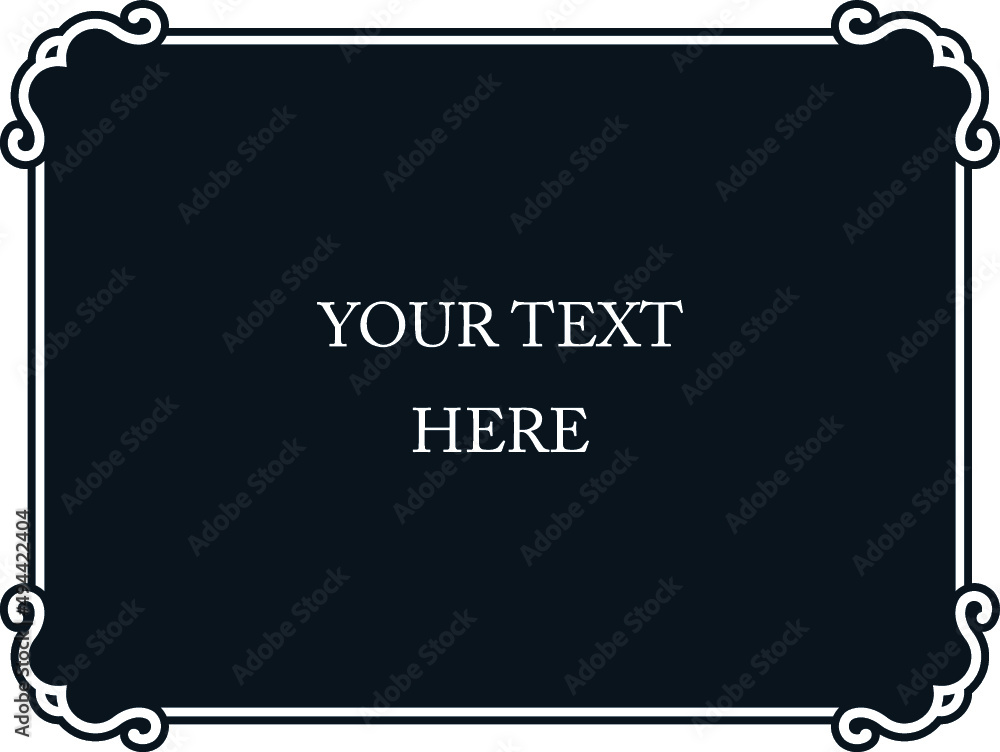 Black vector background with border frame. Vintage horizontal ...