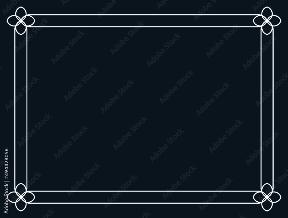 Vector black background with border frame. Rectangular horizontal ...