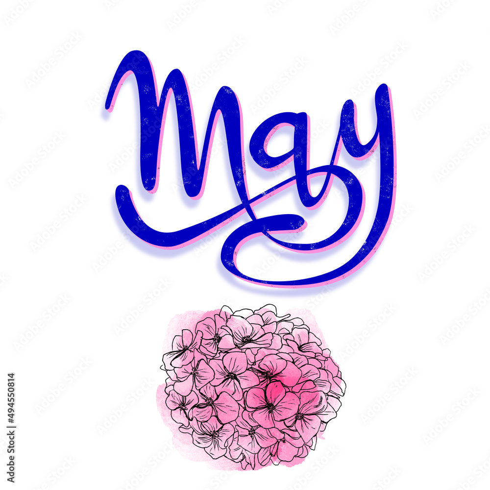 Cartel tipo Lettering "May". Letrero de letras escritas a mano con ...