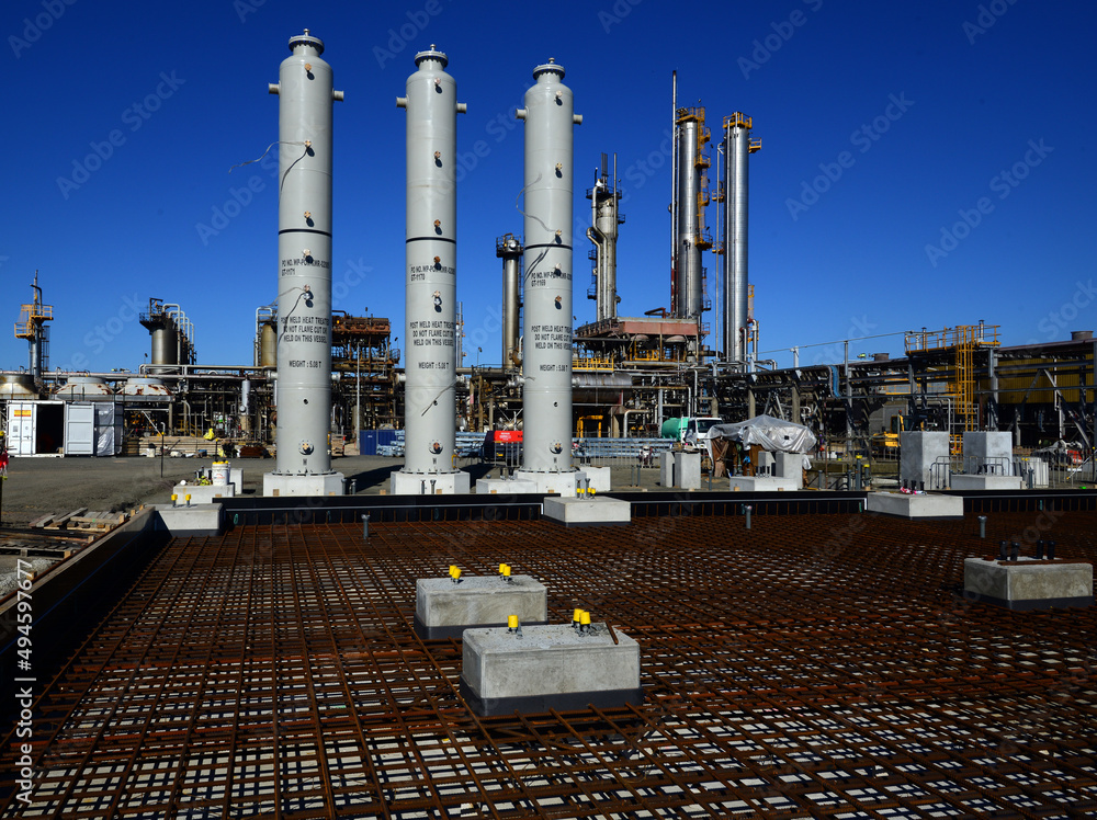 Refinery exterior form work prior to concreting and build Stock Photo ...