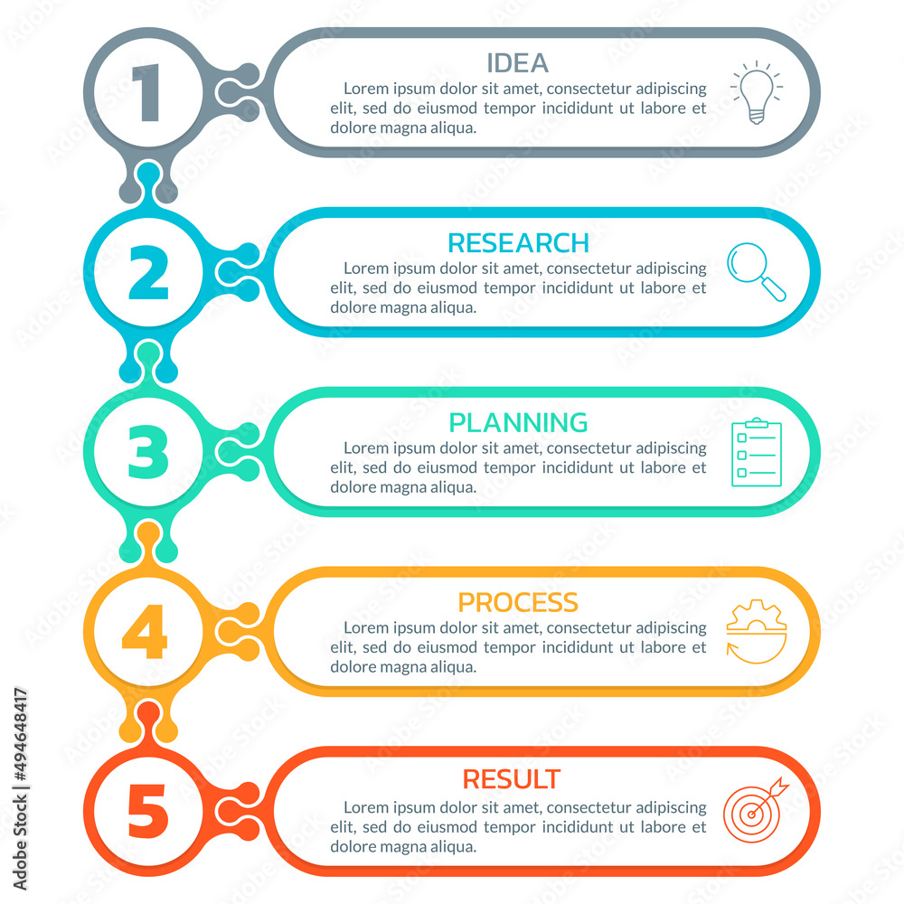 5 step infograph with business icons. Vertical infographic, business ...