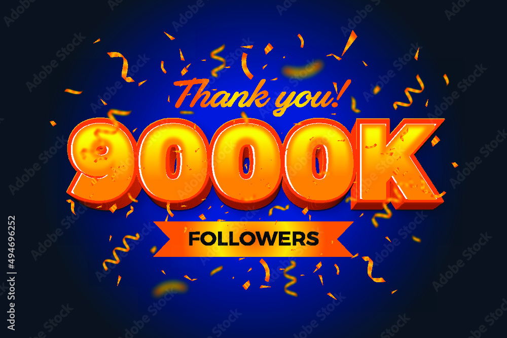 Thank you 9000K follower, social media template design, 3d typography ...