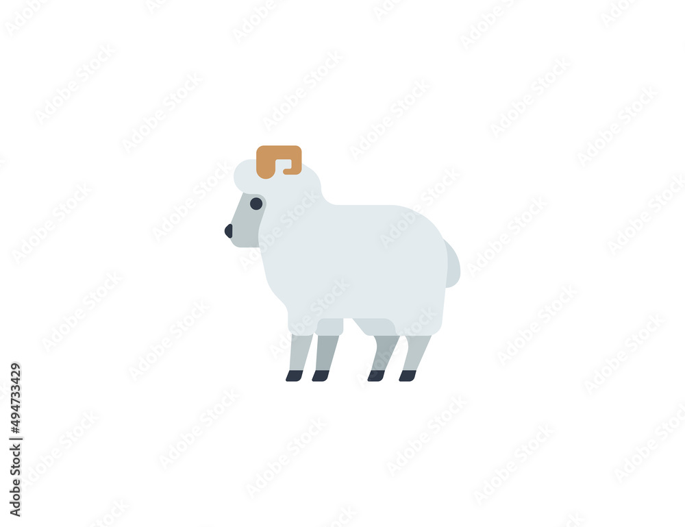 Sheep Ram vector flat emoticon. Isolated Ram emoji illustration. Ram ...