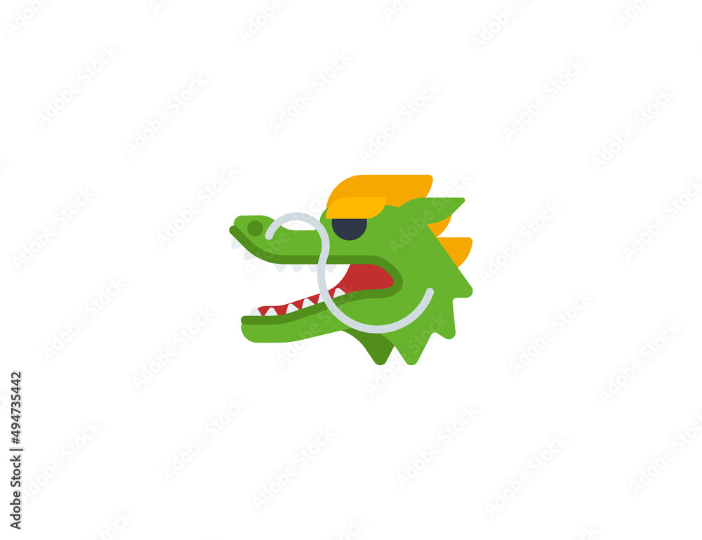Dragon face vector flat emoticon. Isolated Dragon face emoji ...