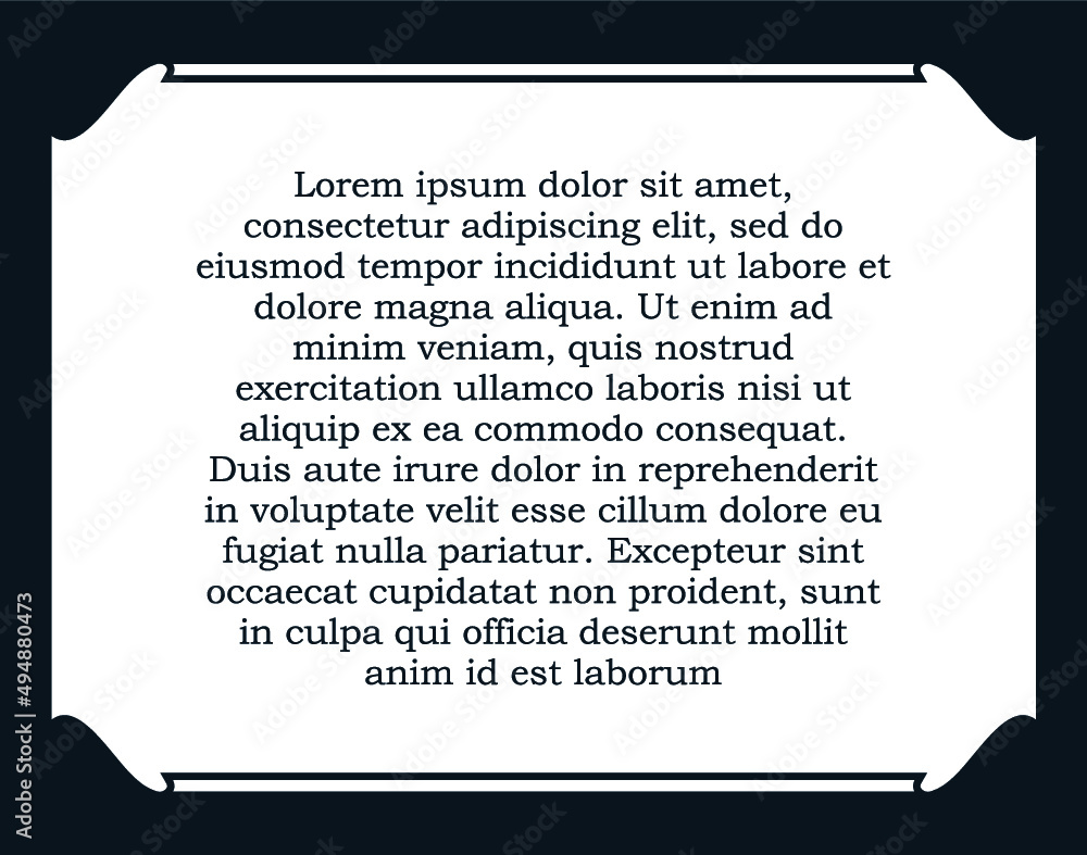 Border frame. Vector frame in the shape of paper or parchment scroll ...