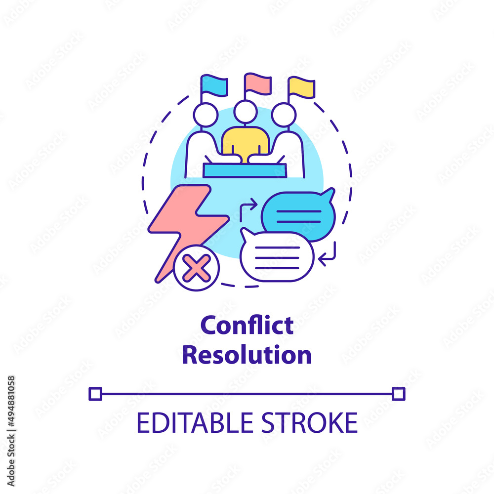 Conflict resolution concept icon. Strategy of peace building. Community ...