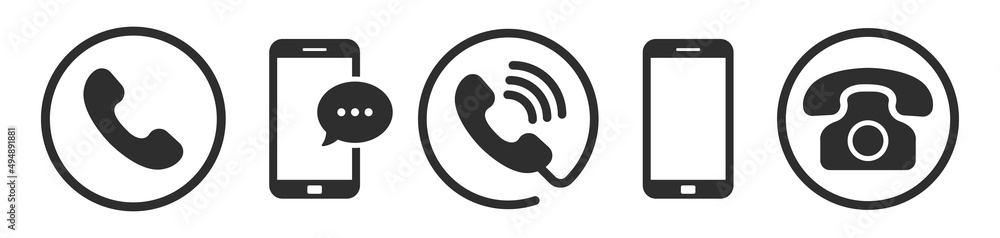 Phone icons collection. Contact us symbol. Call sign. Cell phone ...