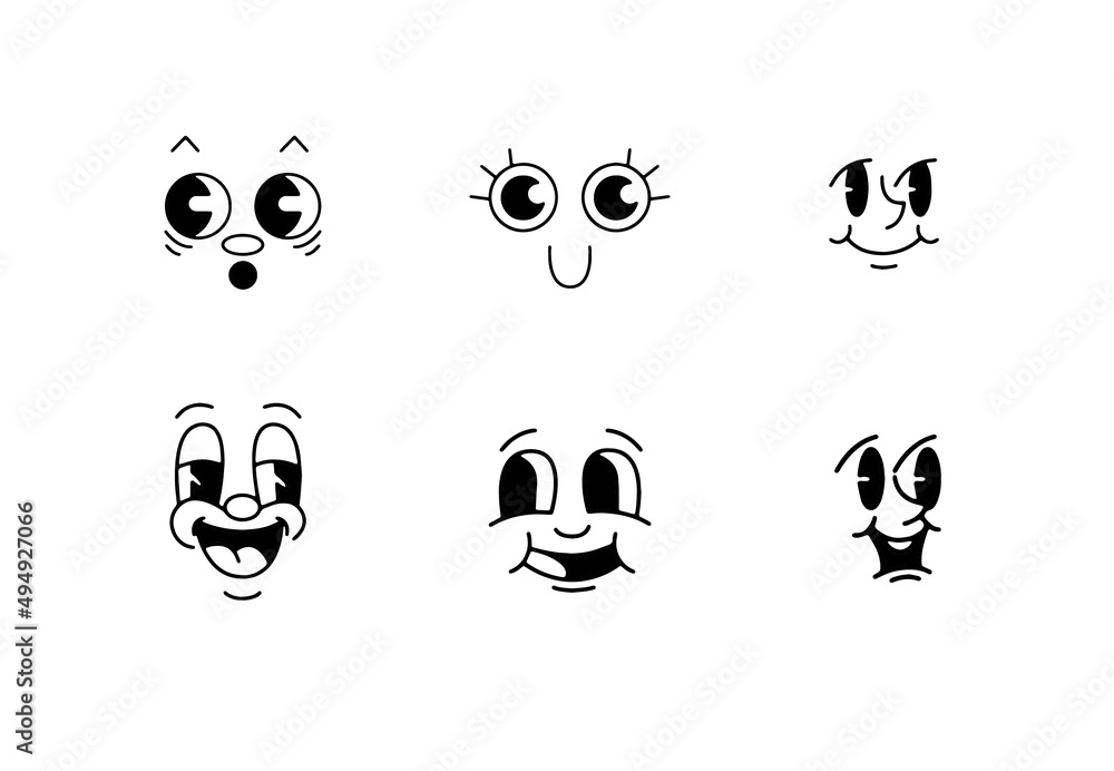 old cartoon mascot character elements. different clipart, faces, limbs ...