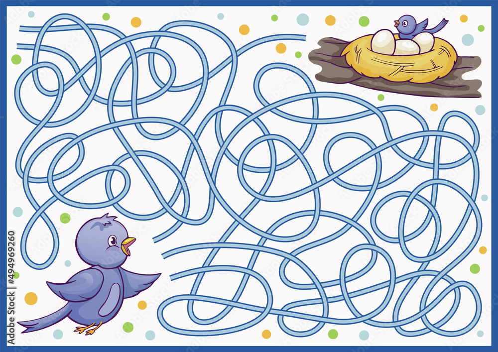 Maze game and labyrinth for children. Kids riddle find way for cute ...